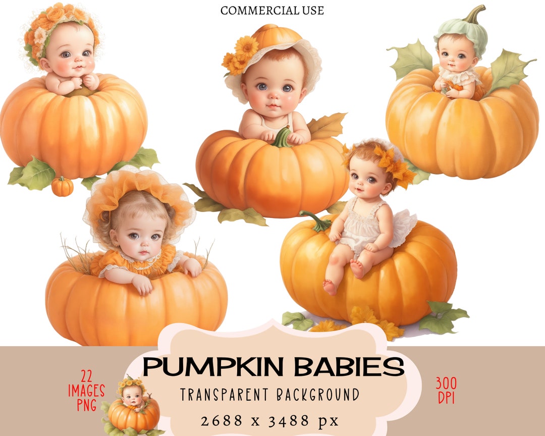Pumpkin Babies CLIPART PNG Files Commercial Use Transparent Background ...