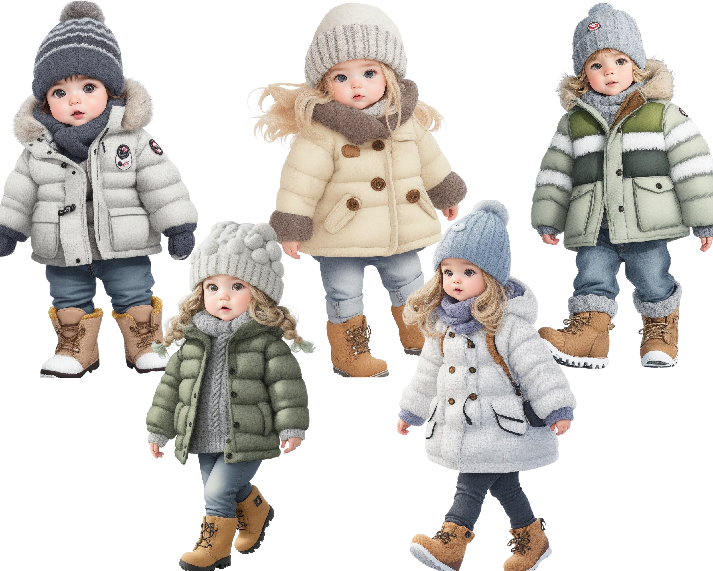 Winter Kids CLIPART PNG Files Commercial Use Transparent - Etsy