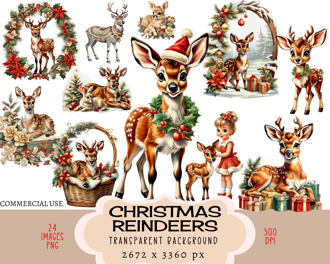 Christmas Baby Reindeer CLIPART PNG Files Commercial Use Transparent ...