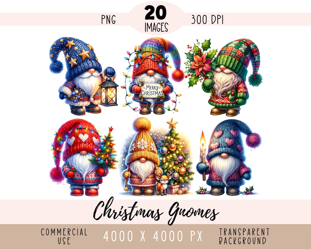 Christmas Gnomes CLIPART PNG Files, Cute Festive Gnome Sublimation, Fun ...