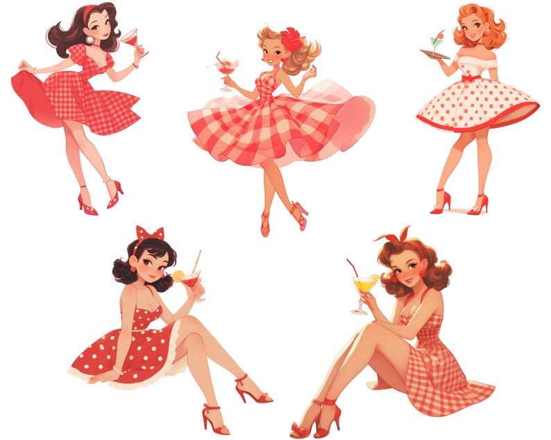 Cocktail Ladies CLIPART PNG Files Commercial Use Transparent Background ...
