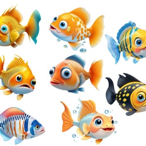 Funny Fish CLIPART PNG Files Commercial Use Transparent Background ...