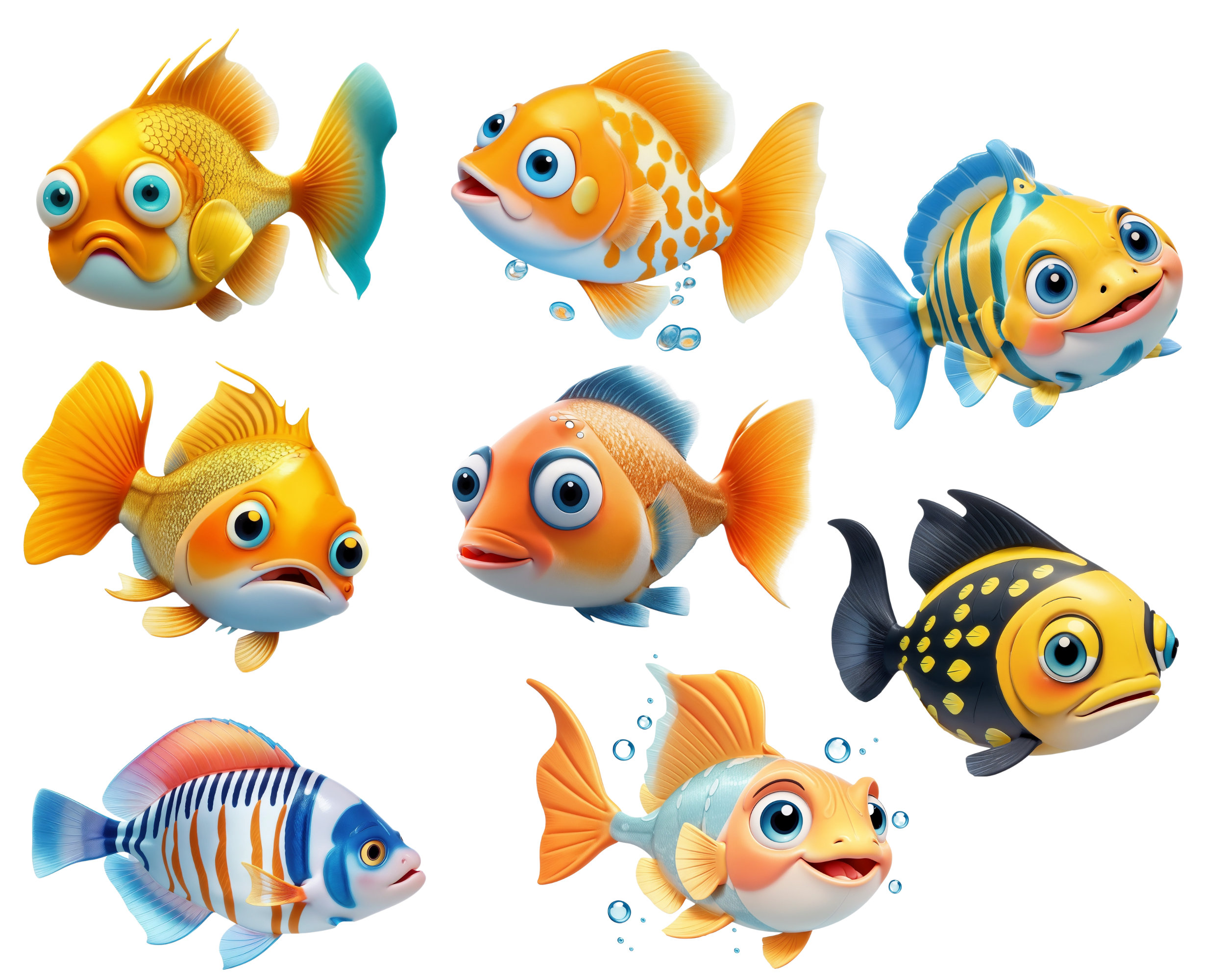 Funny Fish CLIPART PNG Files Commercial Use Transparent - Etsy