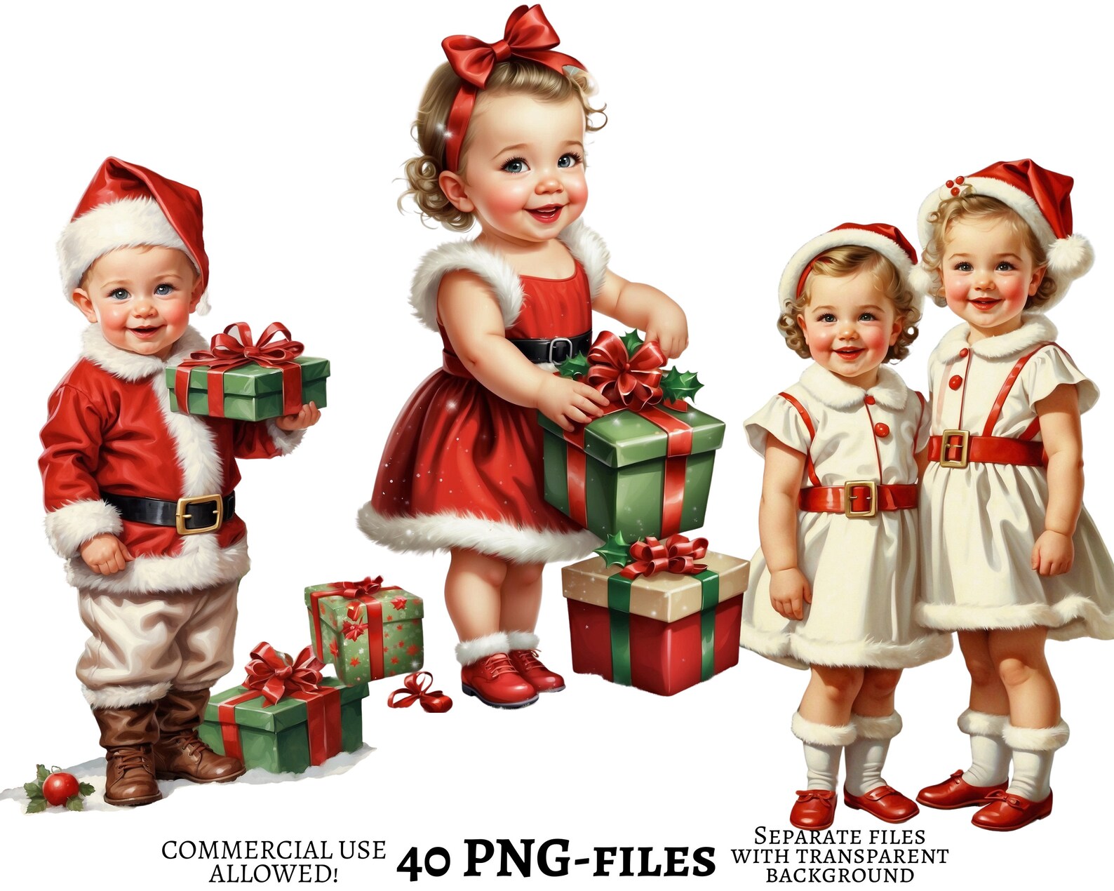 Christmas Kids CLIPART PNG Files Commercial Use Transparent Background ...