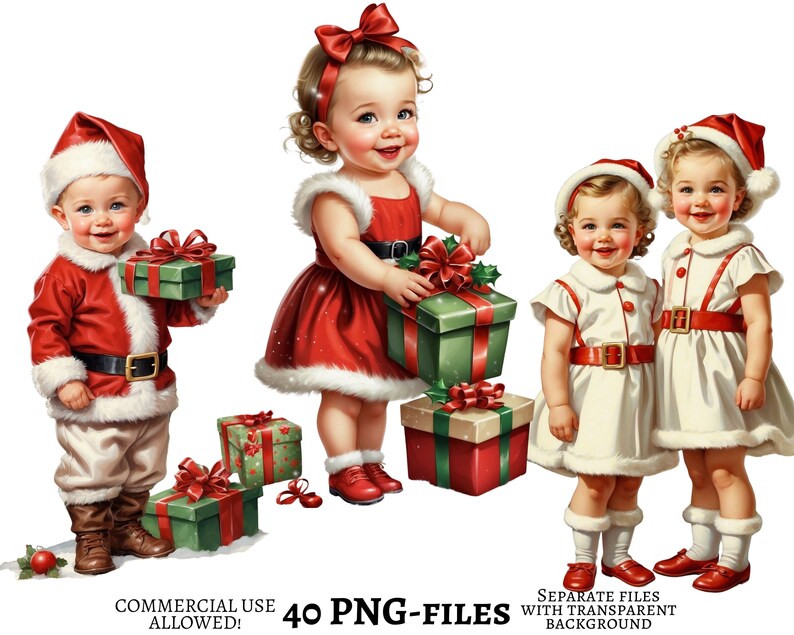 Christmas Kids CLIPART PNG Files Commercial Use Transparent Background ...