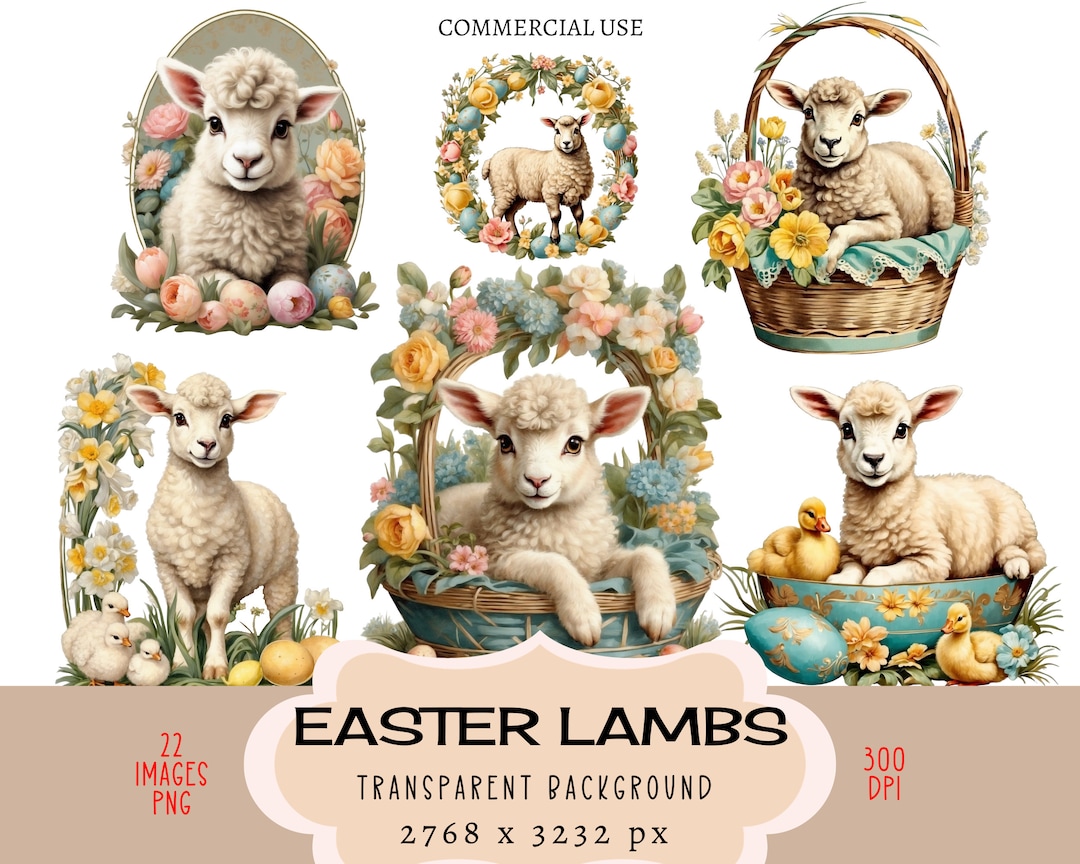 Easter Lamb CLIPART PNG Files Commercial Use Transparent Background ...