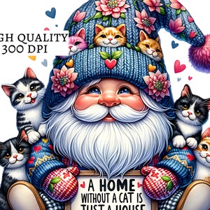 Cat Lover Gnomes CLIPART PNG Files, Pet Gnome Sublimation, Kitten Kitty ...