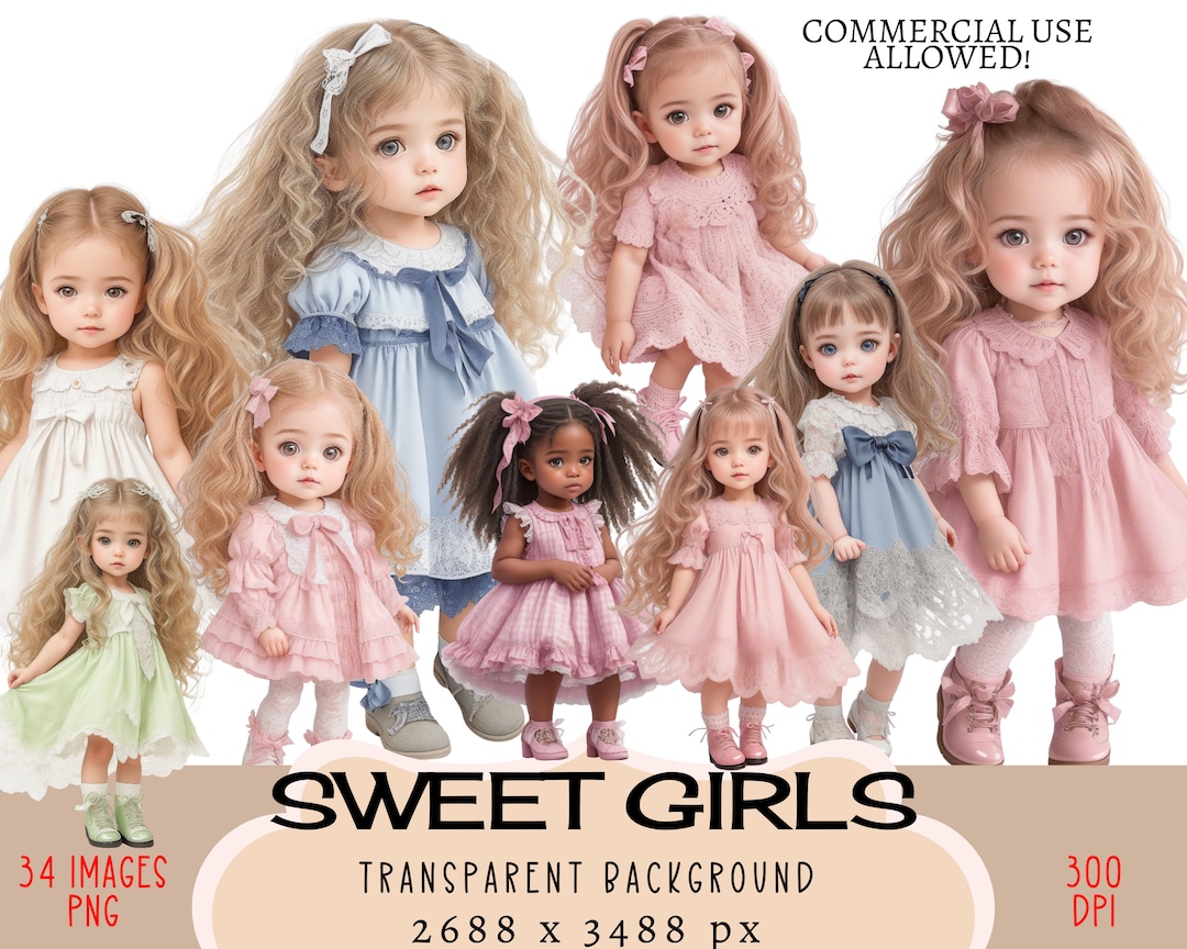 Cute Girls CLIPART PNG Files Commercial Use Transparent Background ...