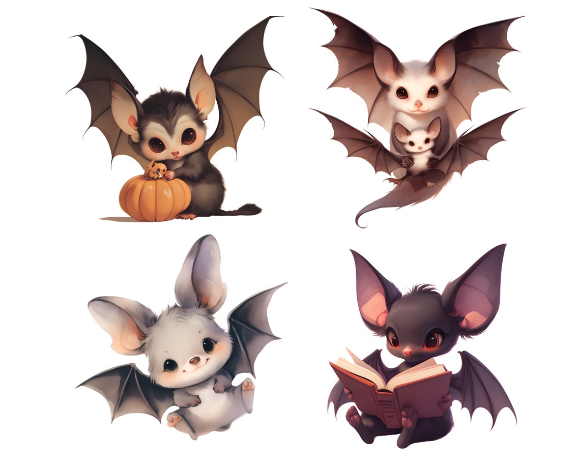 Cute Bats CLIPART PNG Files, Halloween Sublimation, Autumn Fall Pumpkin ...