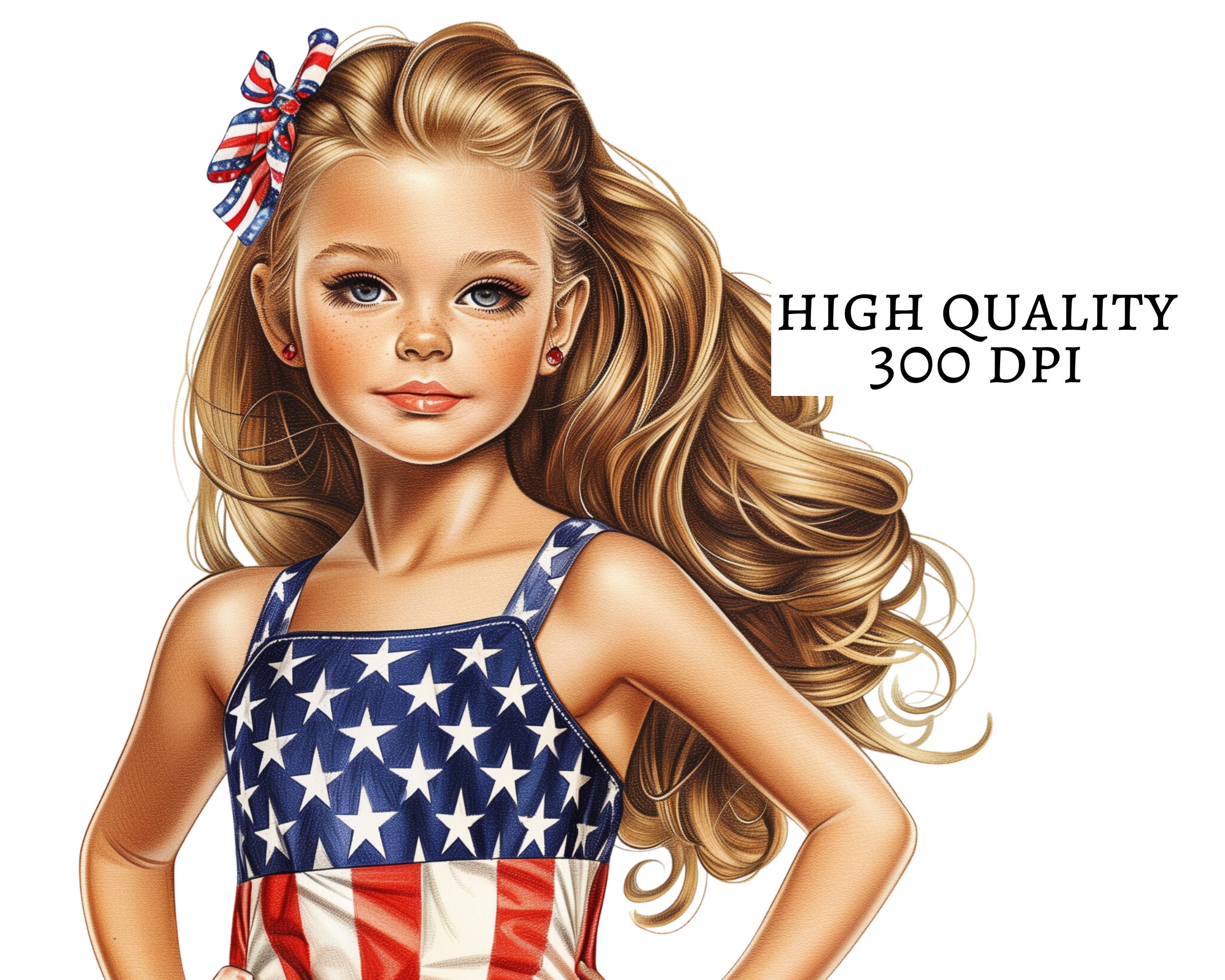 Patriotic Girls CLIPART PNG Files Commercial Use Transparent Background ...