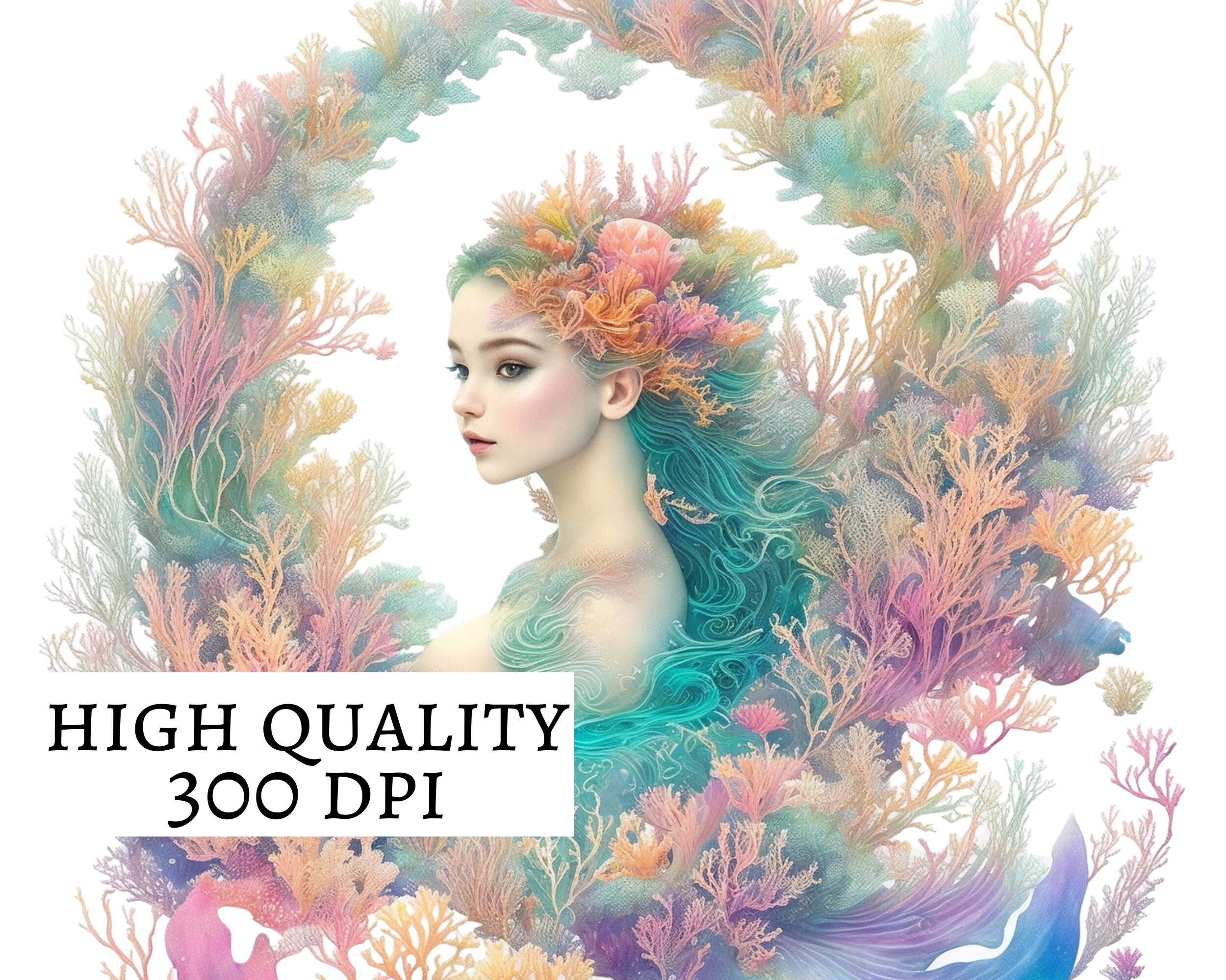 Pastel Mermaids CLIPART PNG Files, Commercial Use, Transparent ...