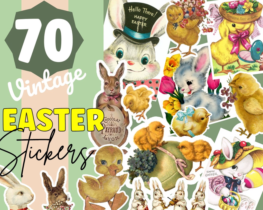 Vintage Easter STICKERS, Downloadable Printable, Instant Download ...