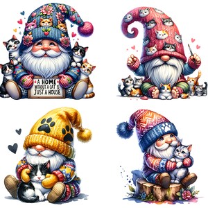Cat Lover Gnomes CLIPART PNG Files, Pet Gnome Sublimation, Kitten Kitty ...