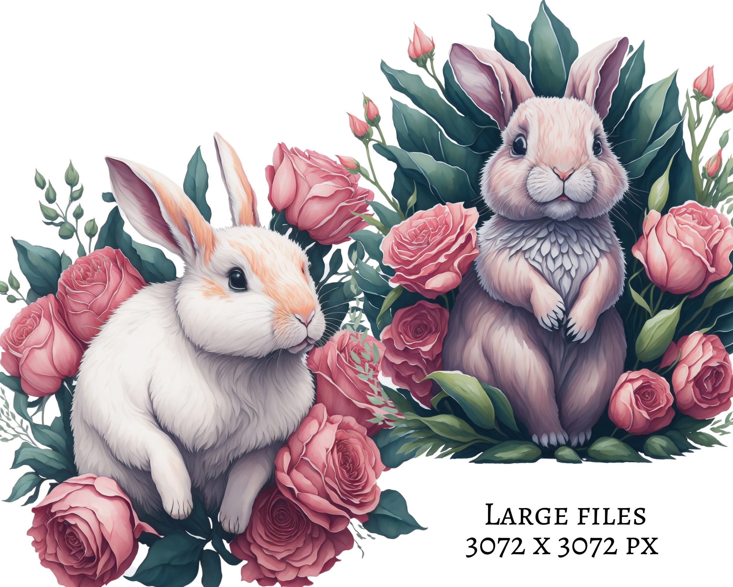 Cute Bunnies CLIPART PNG Files, Commercial Use, Transparent Background ...