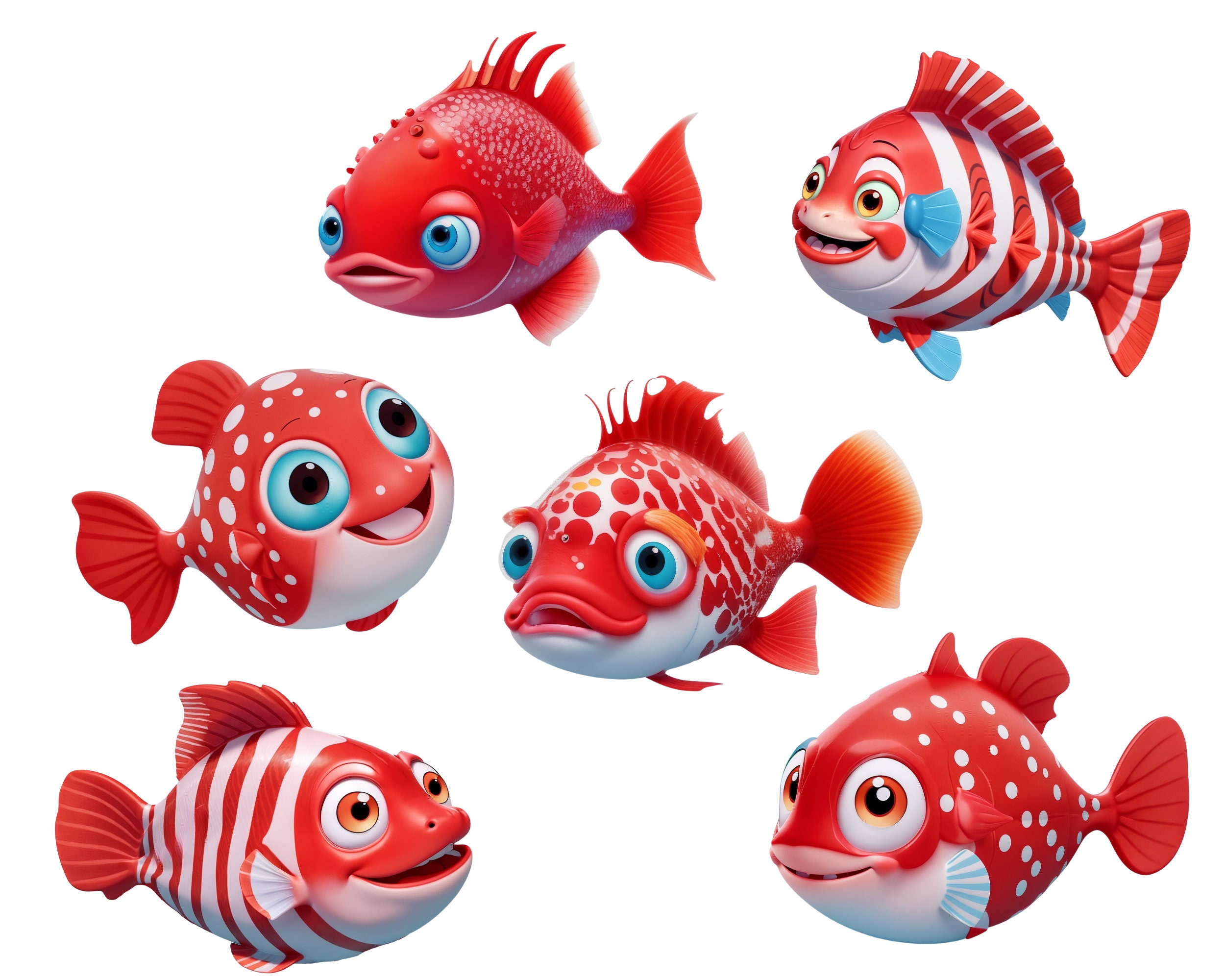 Funny Fish CLIPART PNG Files Commercial Use Transparent - Etsy