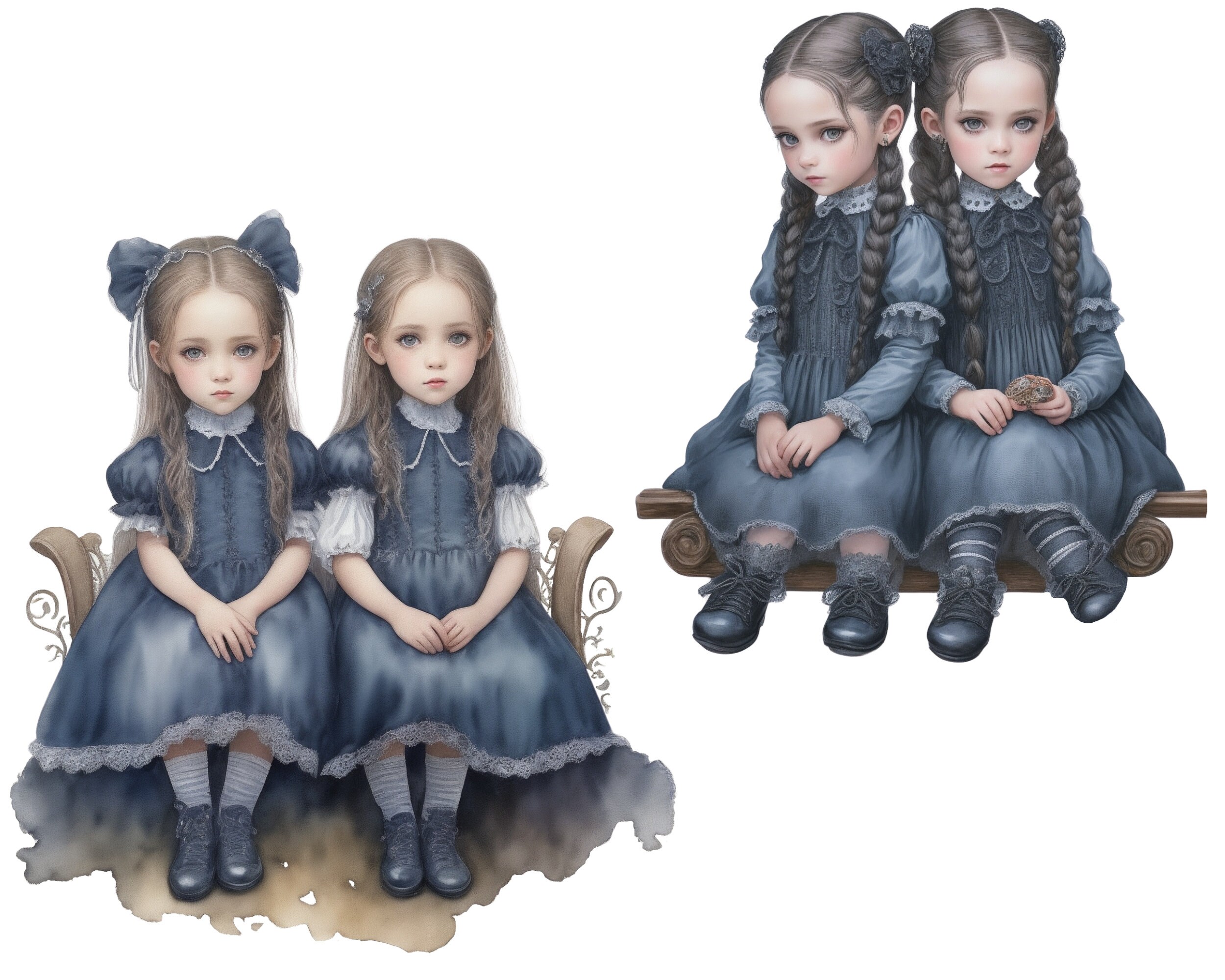 Gothic Sisters CLIPART PNG File Commercial Use Transparent - Etsy