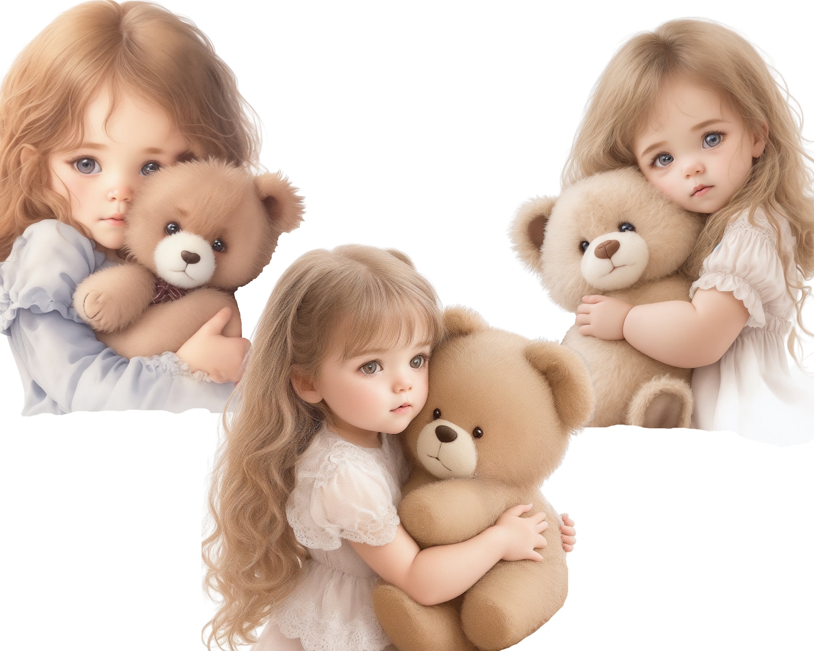 Cute Girls With Teddy Bears CLIPART PNG Files Commercial Use ...