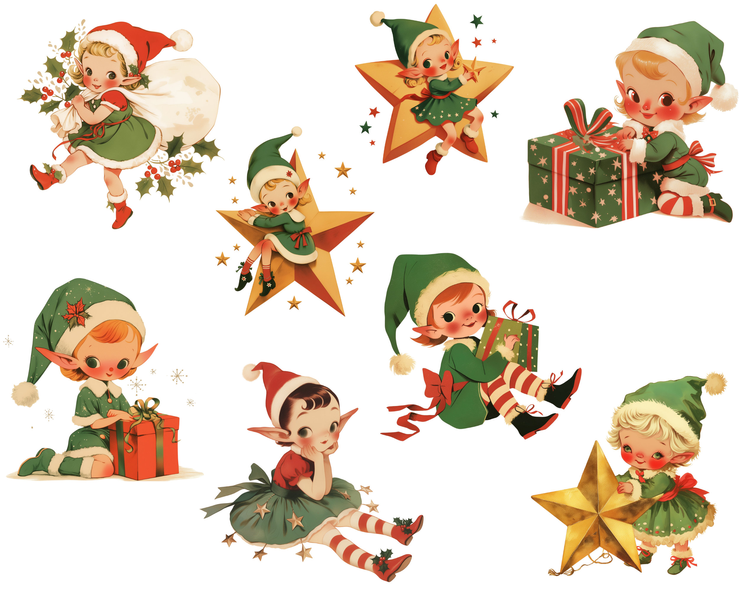 Christmas Elves CLIPART PNG Files Commercial Use Transparent Background ...