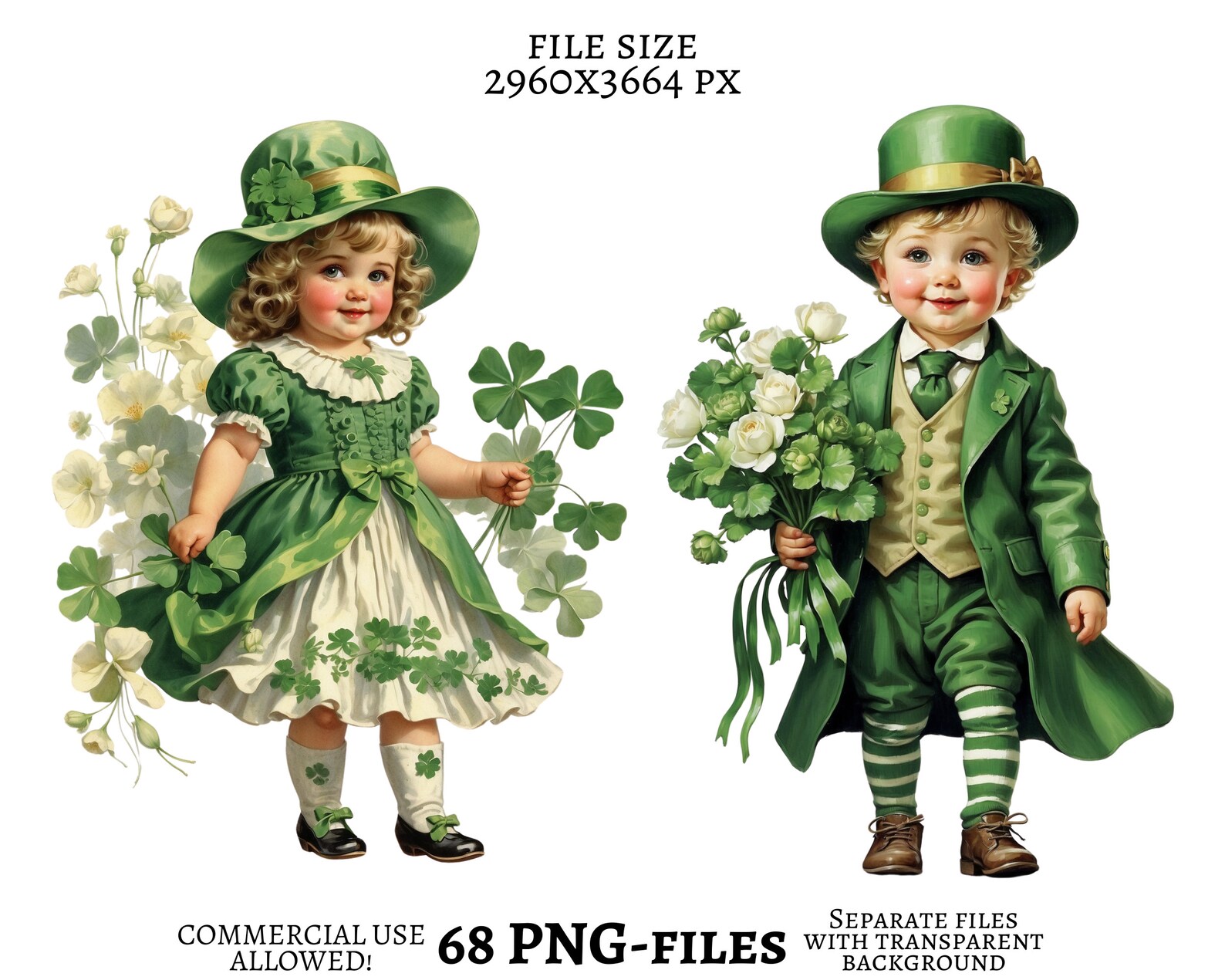 St Patrick's Day Kids CLIPART PNG Files Commercial Use Transparent ...