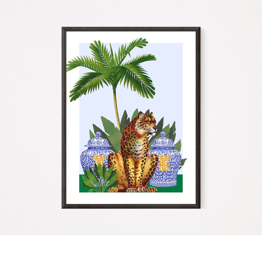 INSTANT DOWNLOAD Leopard Art Print Chinoiserie Urn Poster Big - Etsy