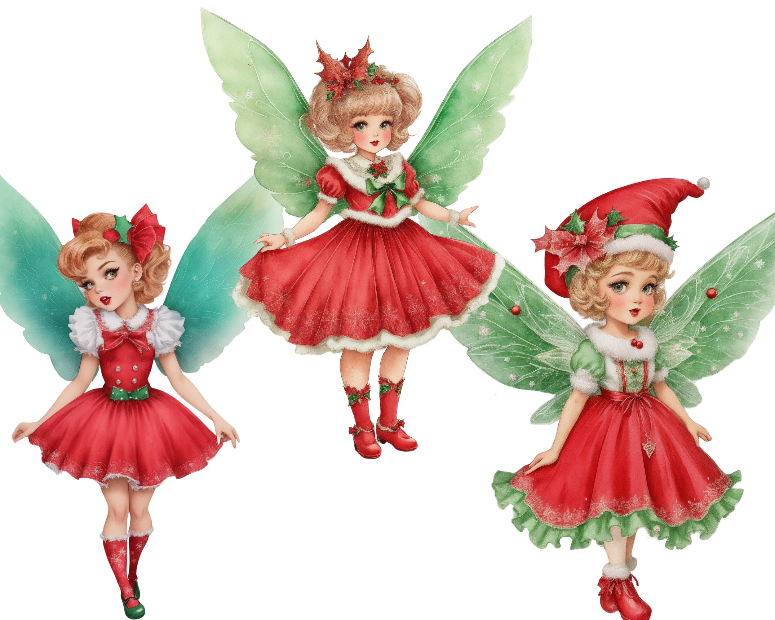 Christmas Fairies CLIPART PNG Files, Commercial Use Transparent ...