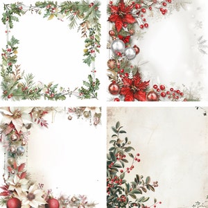 Christmas Border Digital Papers JPG, Seamless Crafting Paper ...