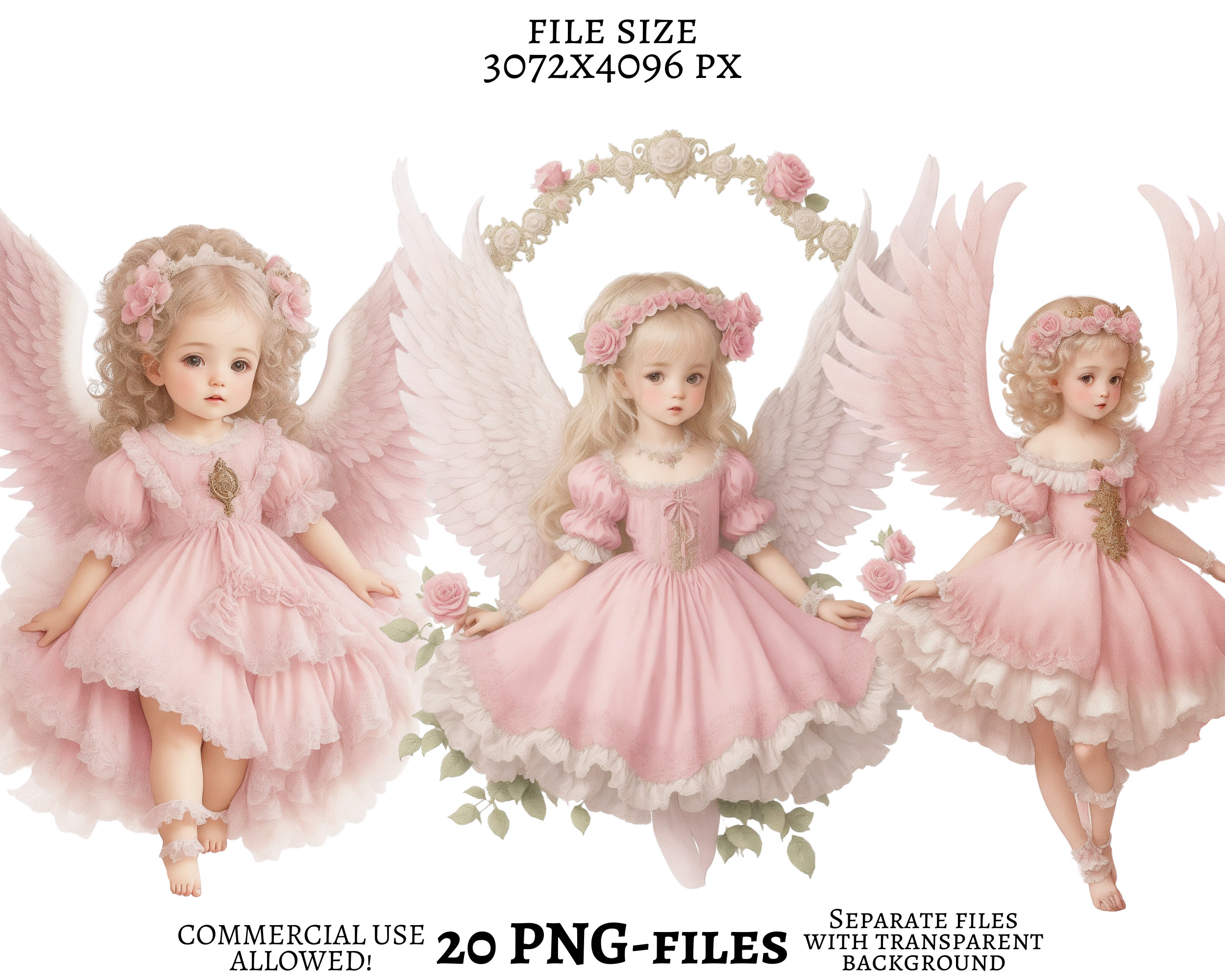 Pink Angels CLIPART PNG Files, Commercial Use, Transparent Background ...