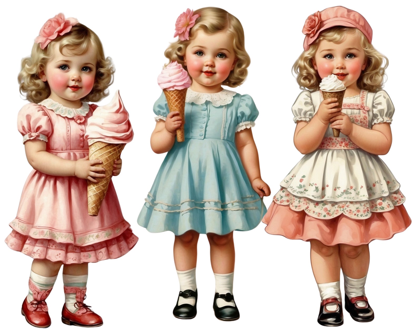 Ice Cream Girls CLIPART PNG Files Commercial Use Transparent Background ...
