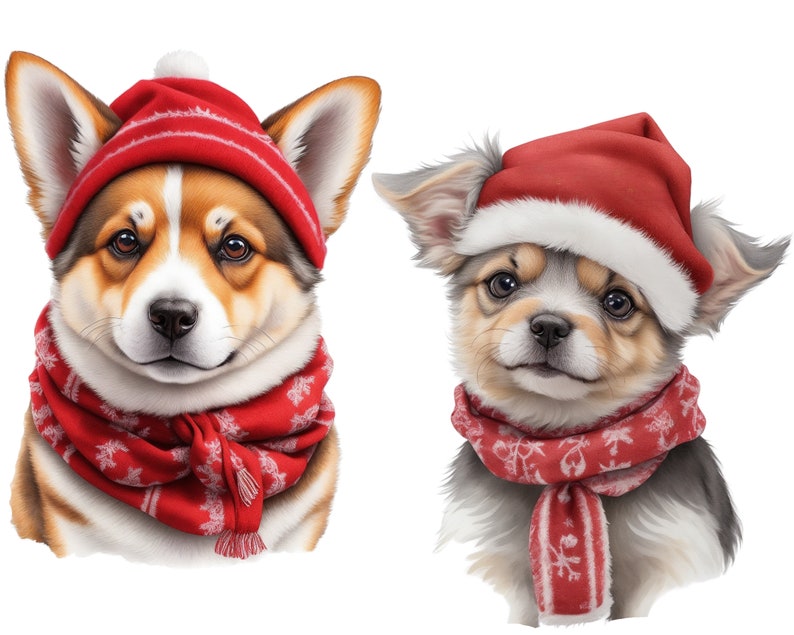 Christmas Winter Dogs CLIPART PNG Files Commercial Use - Etsy
