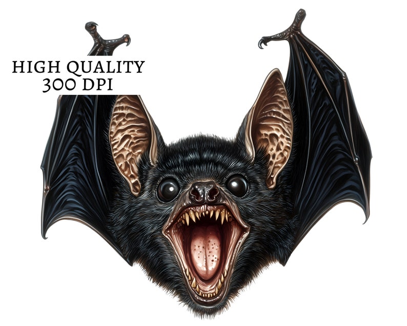 Scary Bats CLIPART PNG Files, Halloween Sublimation, Frightening Spooky ...
