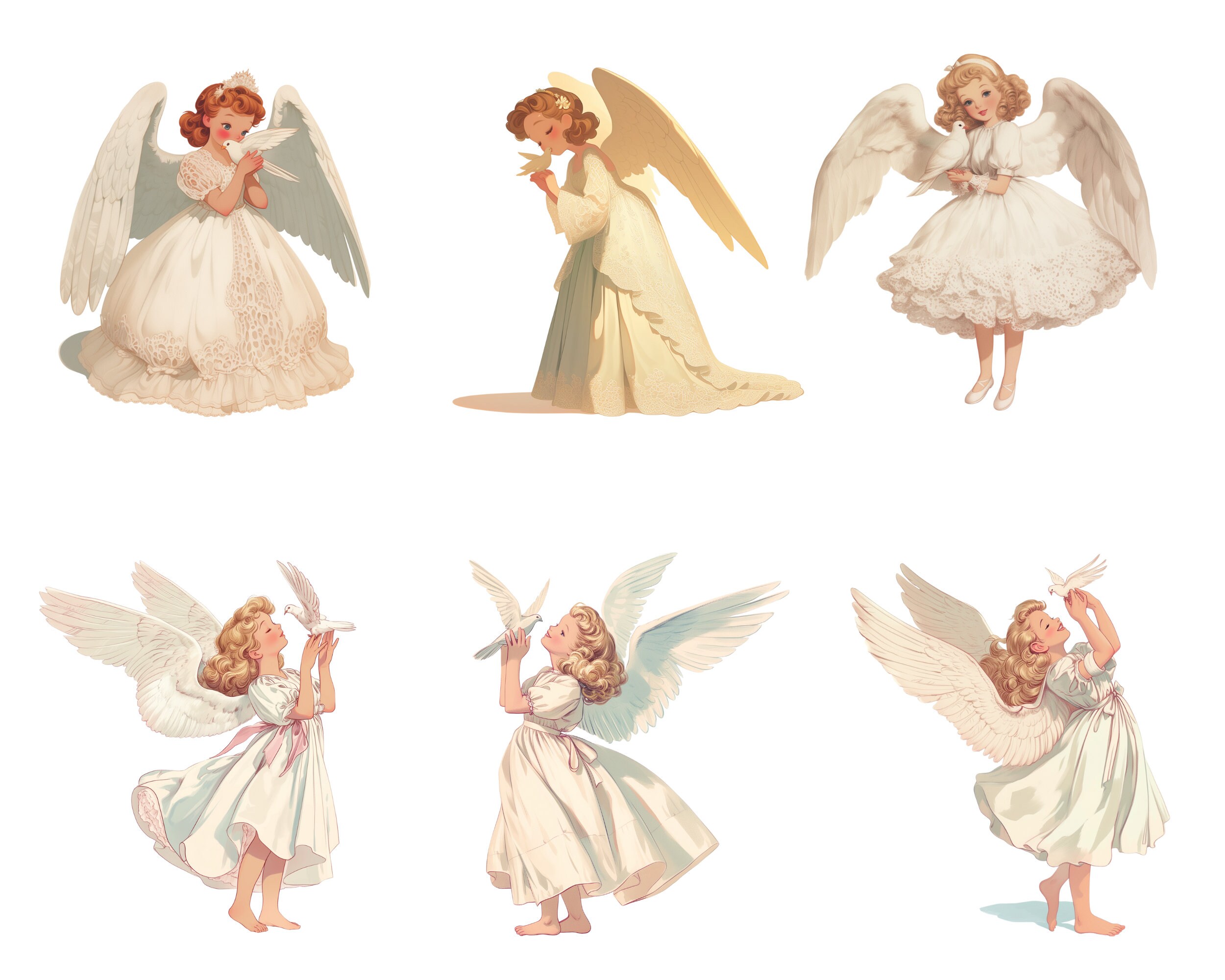 Angels With Doves CLIPART PNG Files Commercial Use Transparent ...