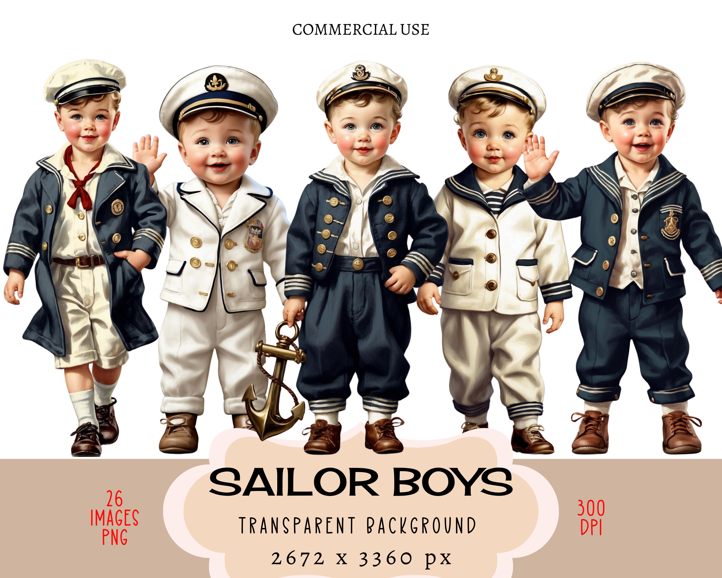 Sailor Boys CLIPART PNG Files Commercial Use Transparent Background ...