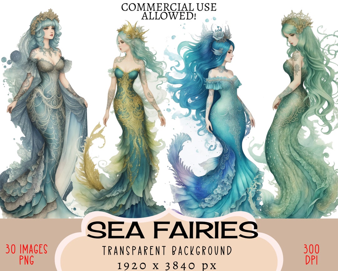 Sea Fairy CLIPART PNG Files Commercial Use Transparent Background Under ...