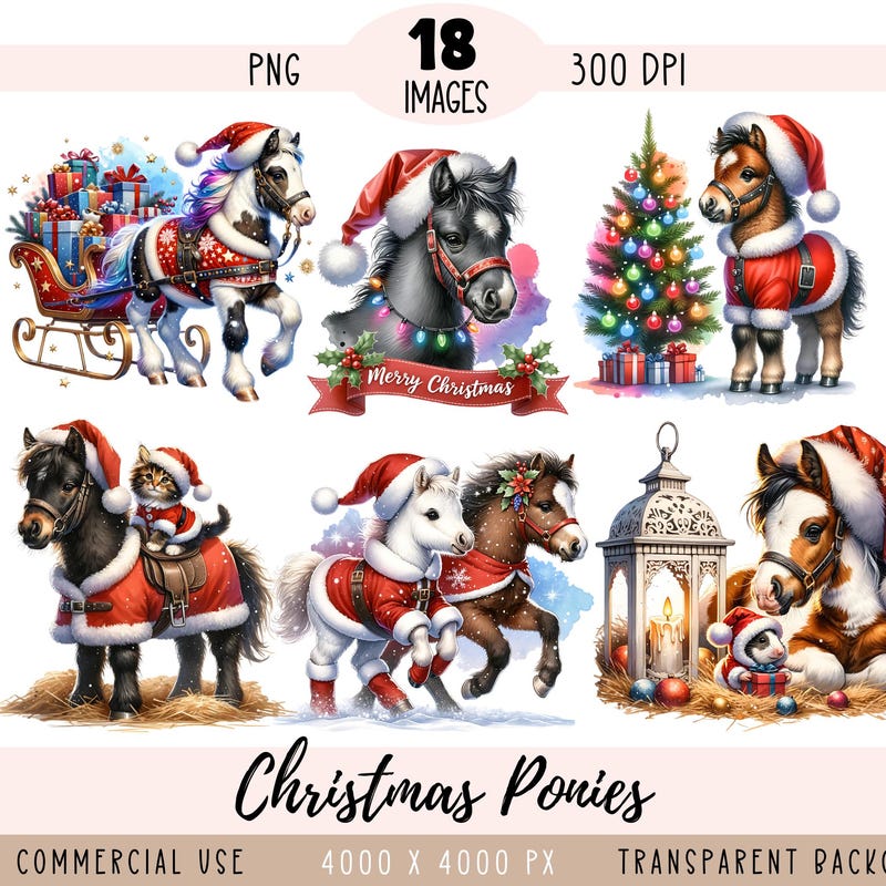 Christmas Pony Card Set - Etsy