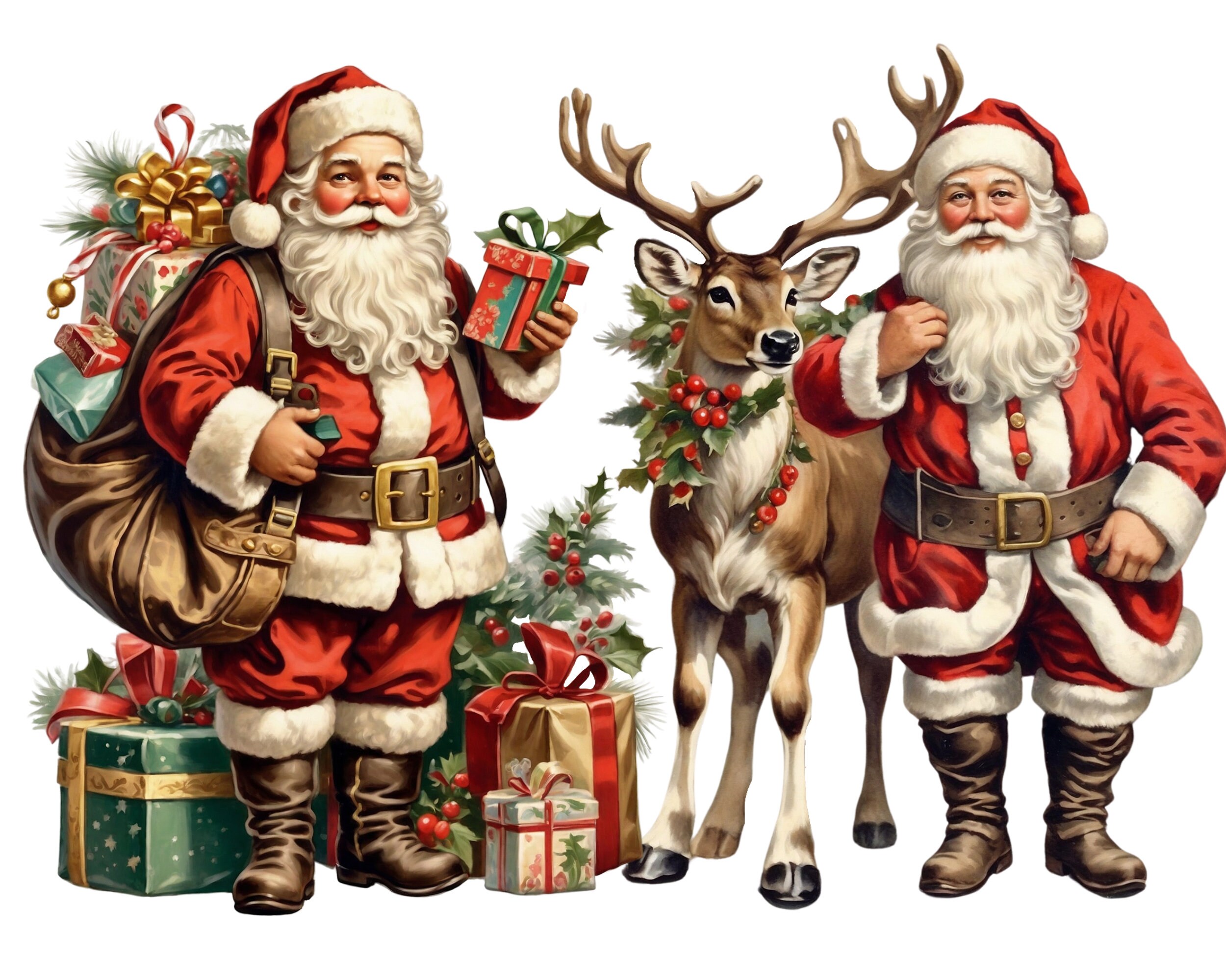 Vintage Santa Claus CLIPART PNG Files, Commercial Use Transparent ...