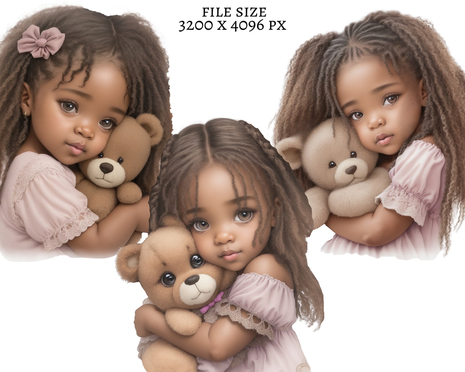 Cute Girls With Teddy Bears CLIPART PNG Files Commercial Use ...
