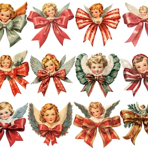 Christmas Angel Bows CLIPART PNG File, Coquette Sublimation, Baby Angel ...