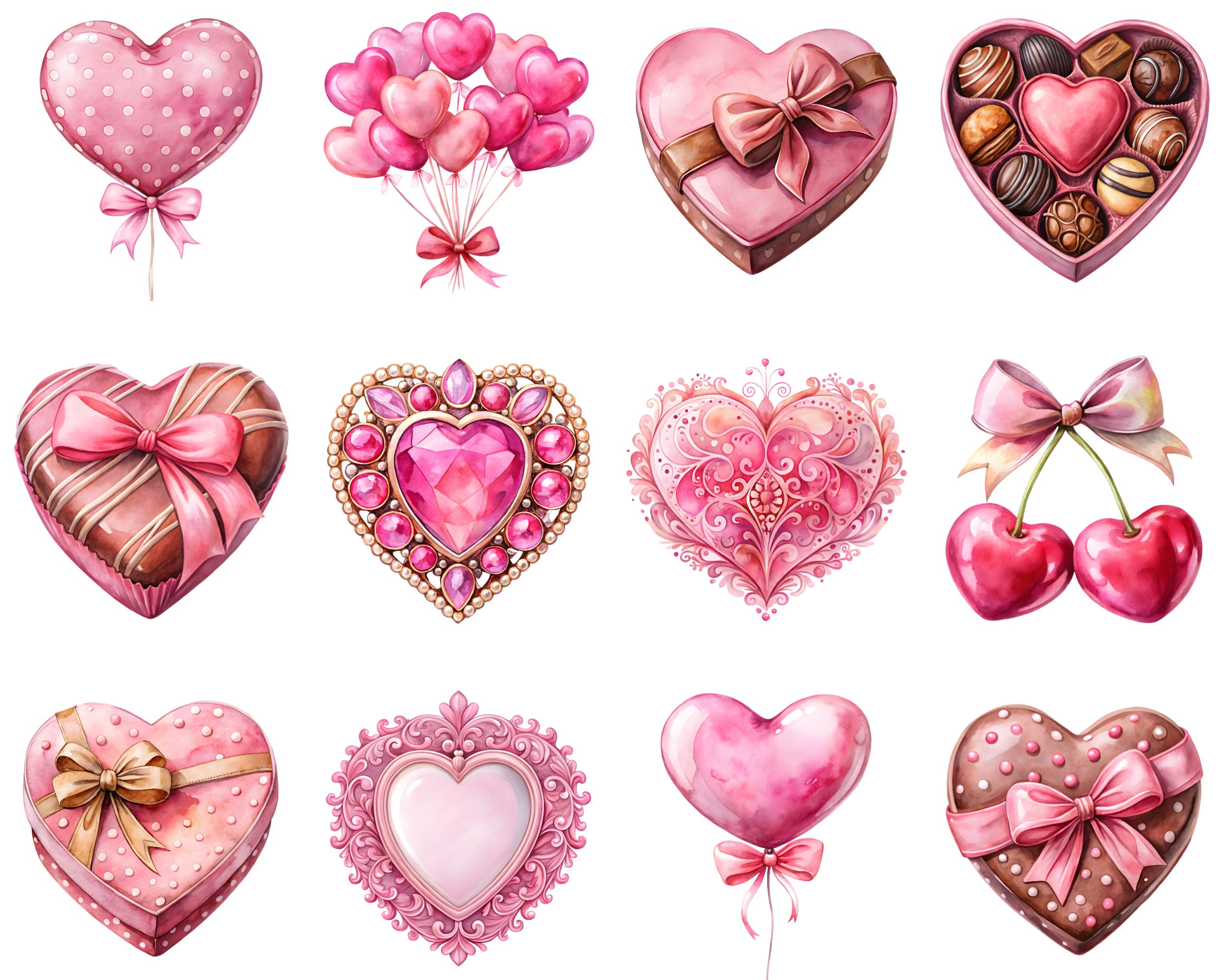 Valentine Hearts CLIPART PNG Files Commercial Use Transparent ...