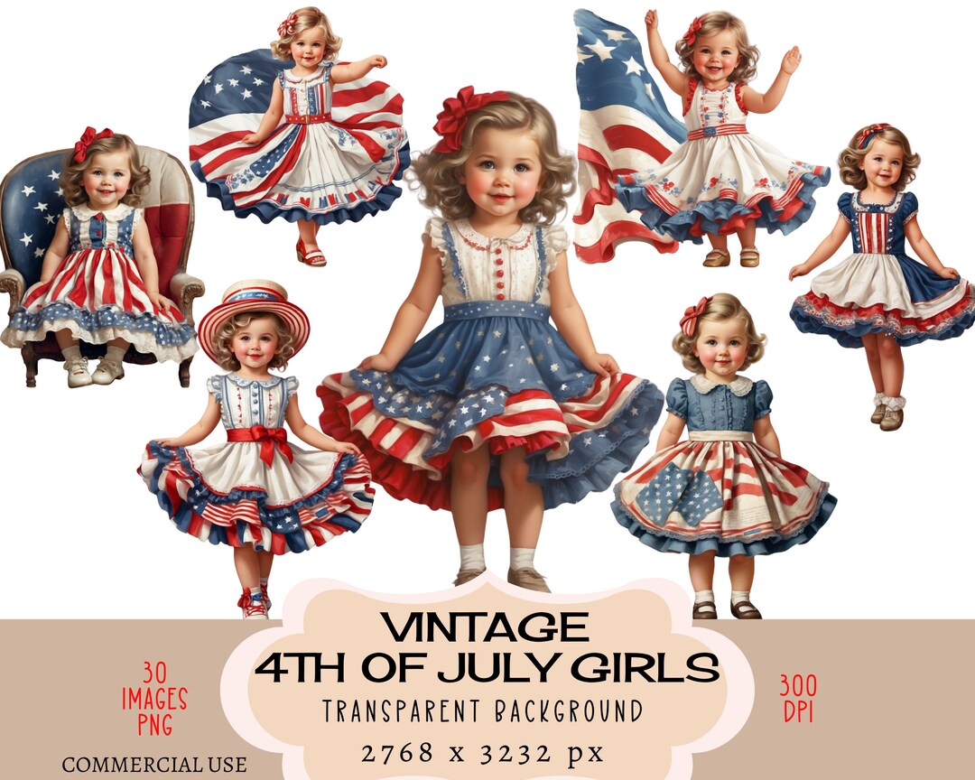 4th of July Girls CLIPART PNG Files Commercial Use Transparent ...