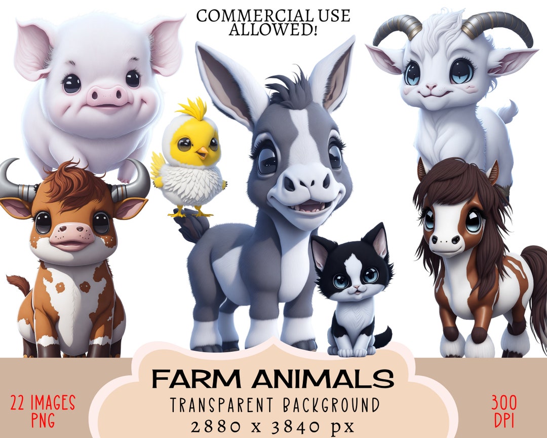 Farm Animals CLIPART PNG Files, Commercial Use, Transparent Background ...