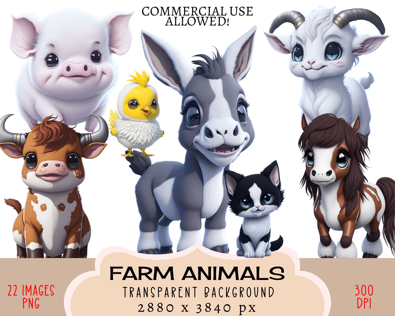 Farm Animals CLIPART PNG Files, Commercial Use, Transparent Background ...