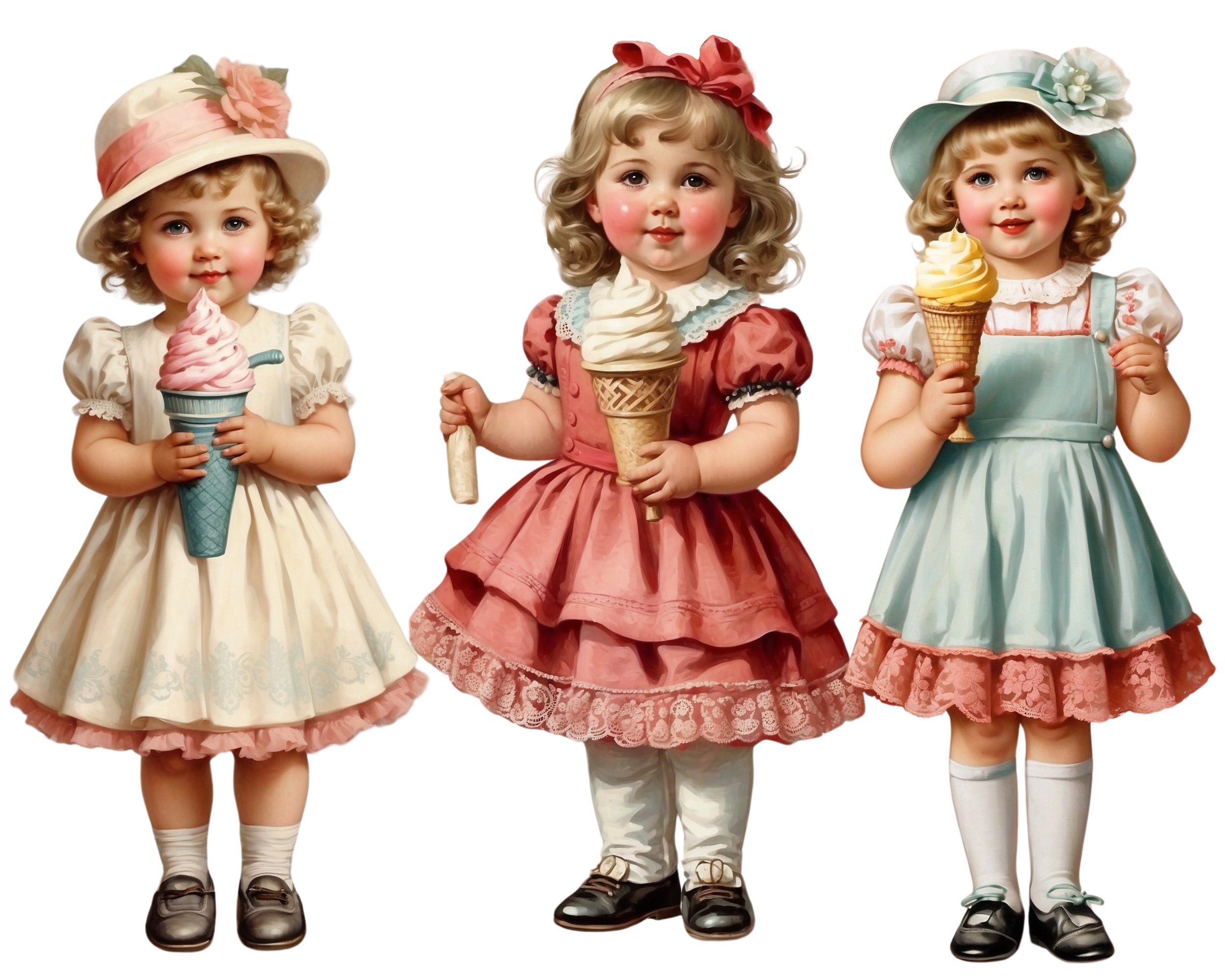 Ice Cream Girls CLIPART PNG Files Commercial Use Transparent Background ...