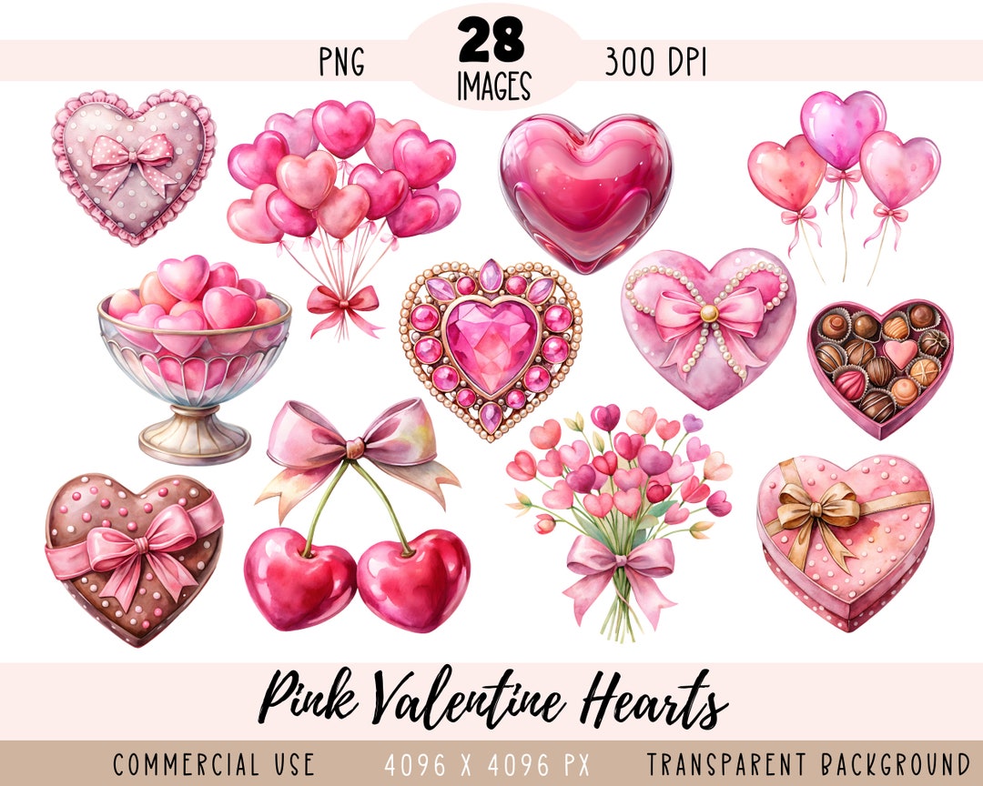 Valentine Hearts CLIPART PNG Files Commercial Use Transparent ...