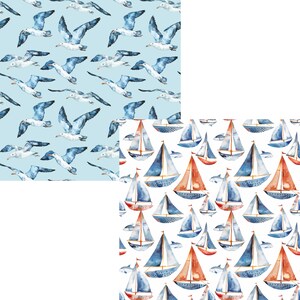 Nautical Pattern Digital Papers JPG, Seamless Crafting Paper ...