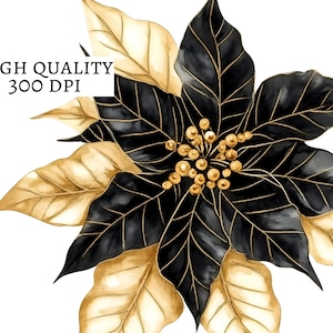 Black and Gold Christmas CLIPART PNG Files, Black Santa Sublimation ...