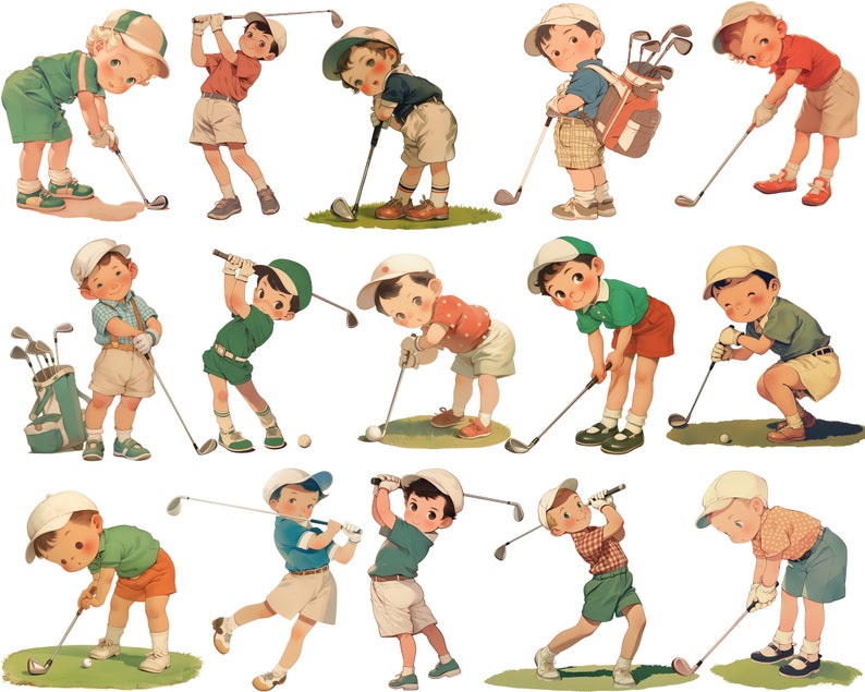 Golfing Kids CLIPART PNG Files Commercial Use Transparent Background ...