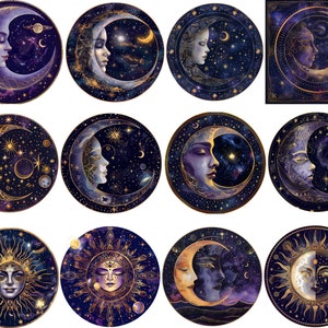 Celestial Collection CLIPART PNG File, Crescent Moon Sublimation ...