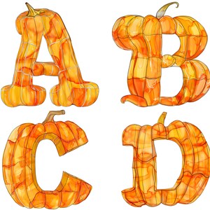 Pumpkin Letters Alphabet CLIPART PNG Files, Fall Sublimation, Autumn ...