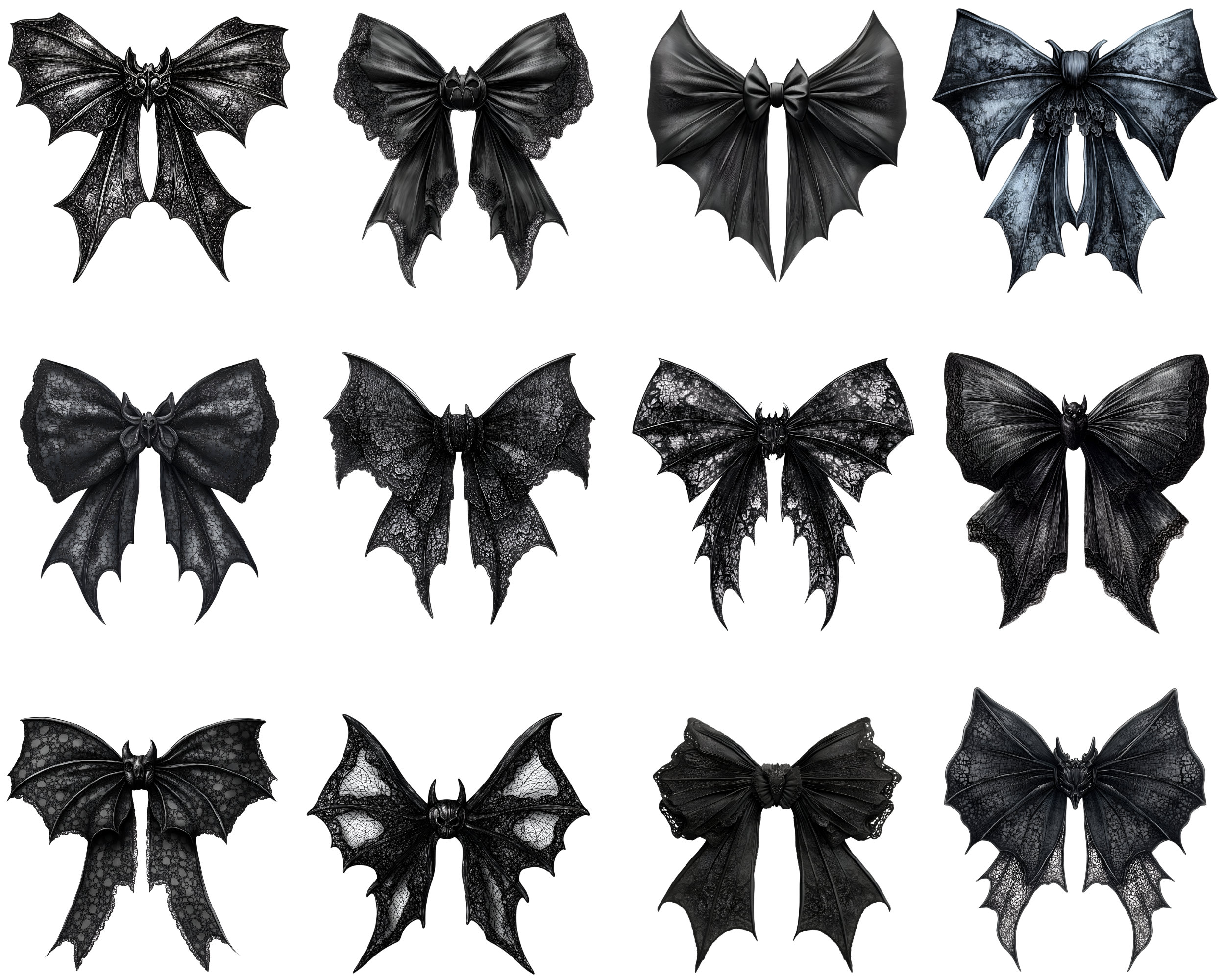 Gothic Bat Bows CLIPART PNG Files Commercial Use Transparent Background ...