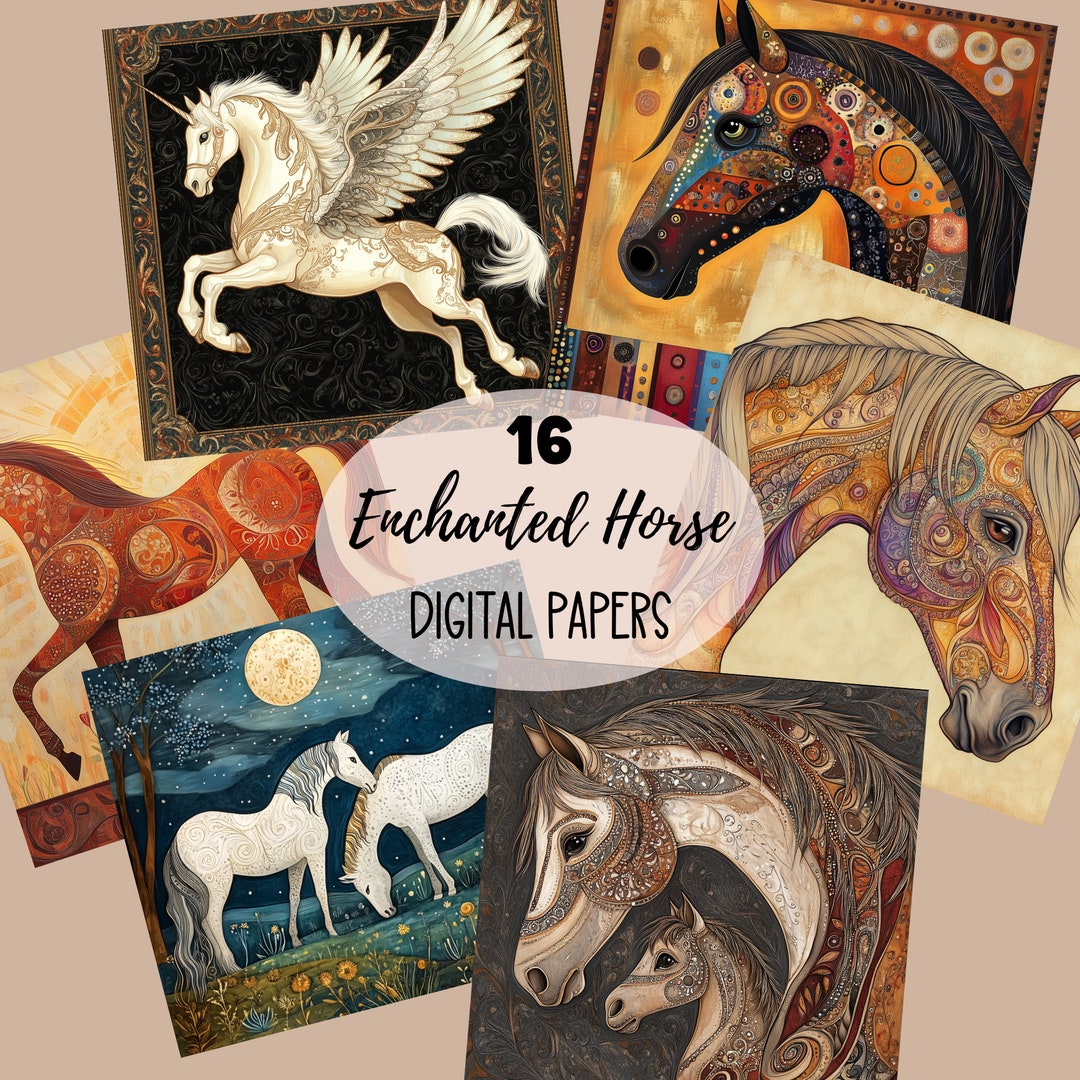 Enchanted Horse Digital Papers JPG, Crafting Paper, Commercial Use ...